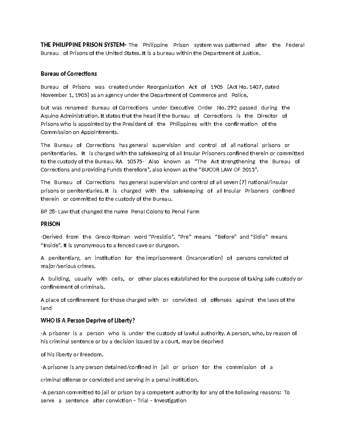 Philippine Prison System Overview and Bureau of Corrections Insights ...