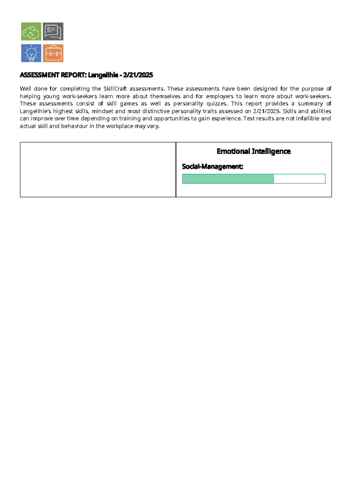 SkillCraft Assessment Report: Summary of Skills & Traits - Studocu