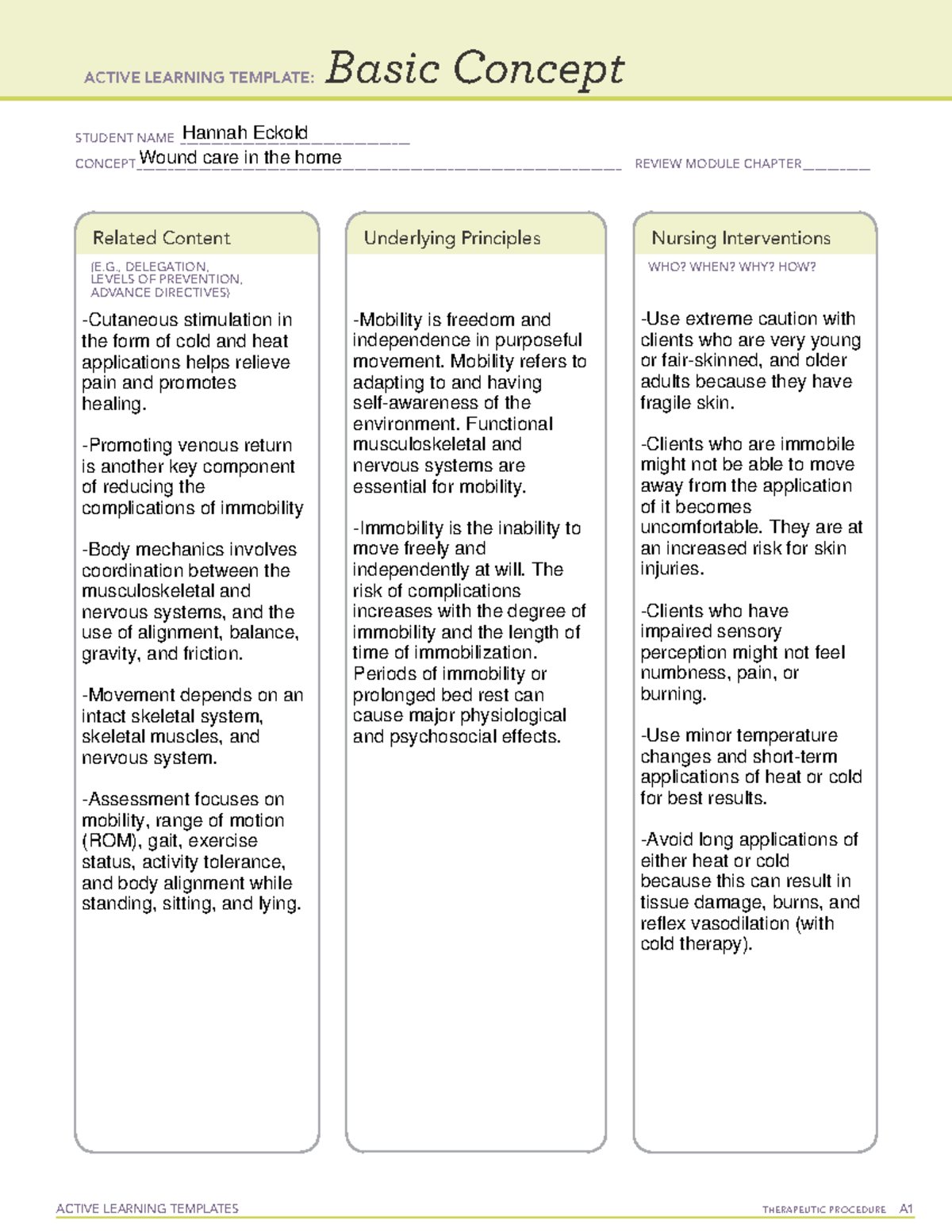 Wound Care Basics: ATI Active Learning Template for Nursing - Studocu