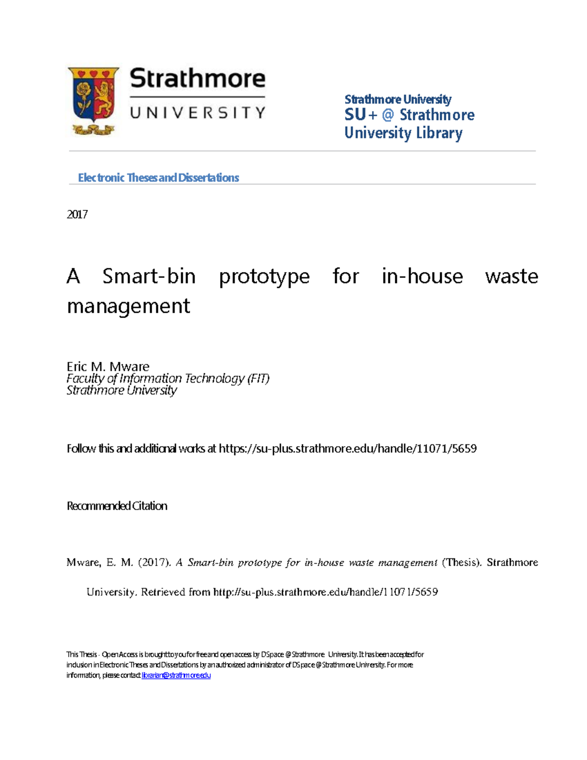 Thesis: Smart-bin Prototype for In-House Waste Management (FIT 2017 ...