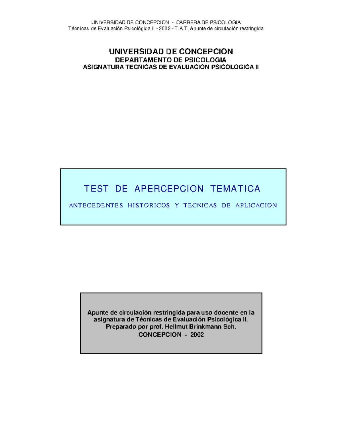 TAT - Manual de Interpretación del Test de Apercepción Temática - Studocu