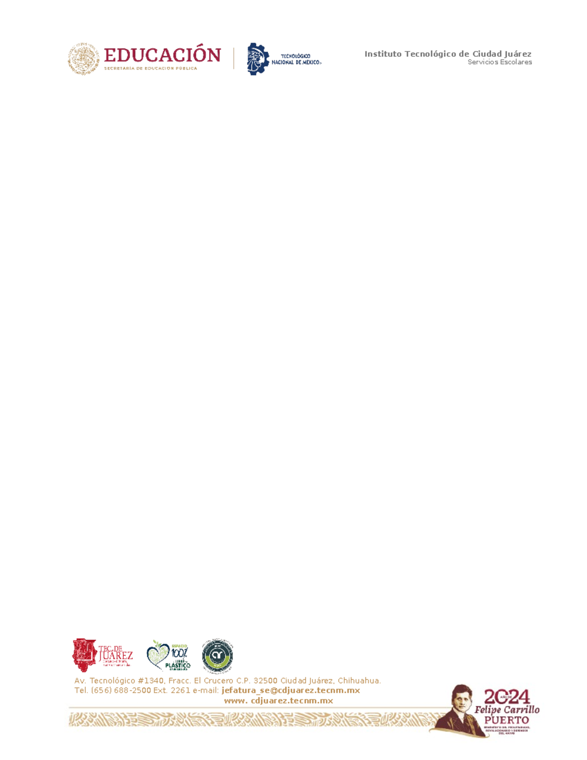 HOJA Membretada Servicios escolares 2024 Ultima Version - Arte mexicano ...