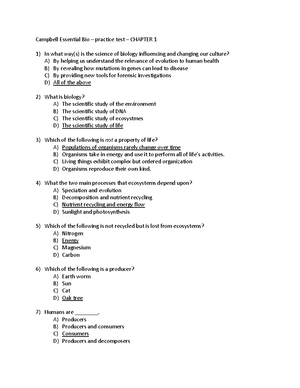 Bio Unit 1 practice test WITH Answers - Campbell Essential Bio ...