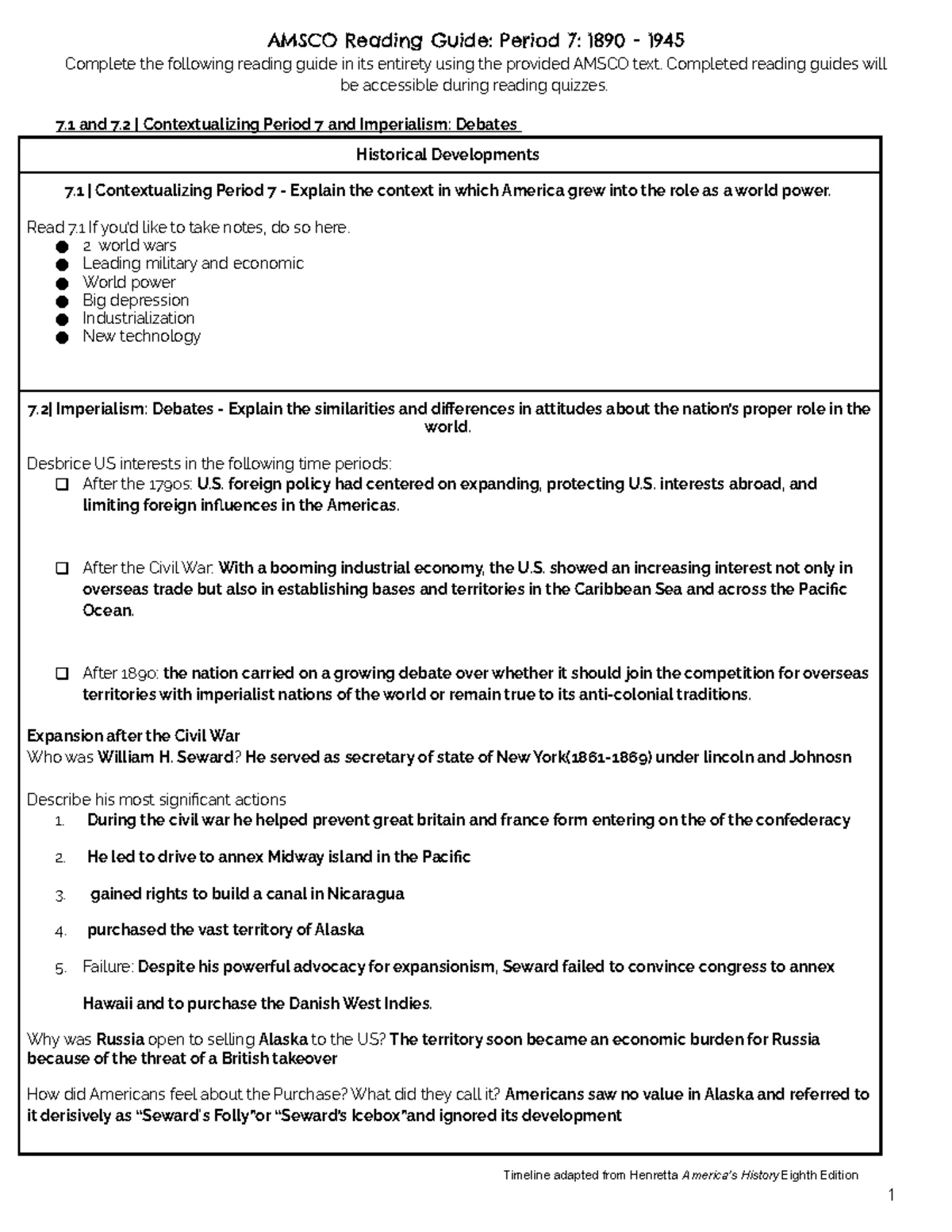 AMSCO Reading Guide for Period 5 (1844-1877) - APUSH Study Notes - Studocu