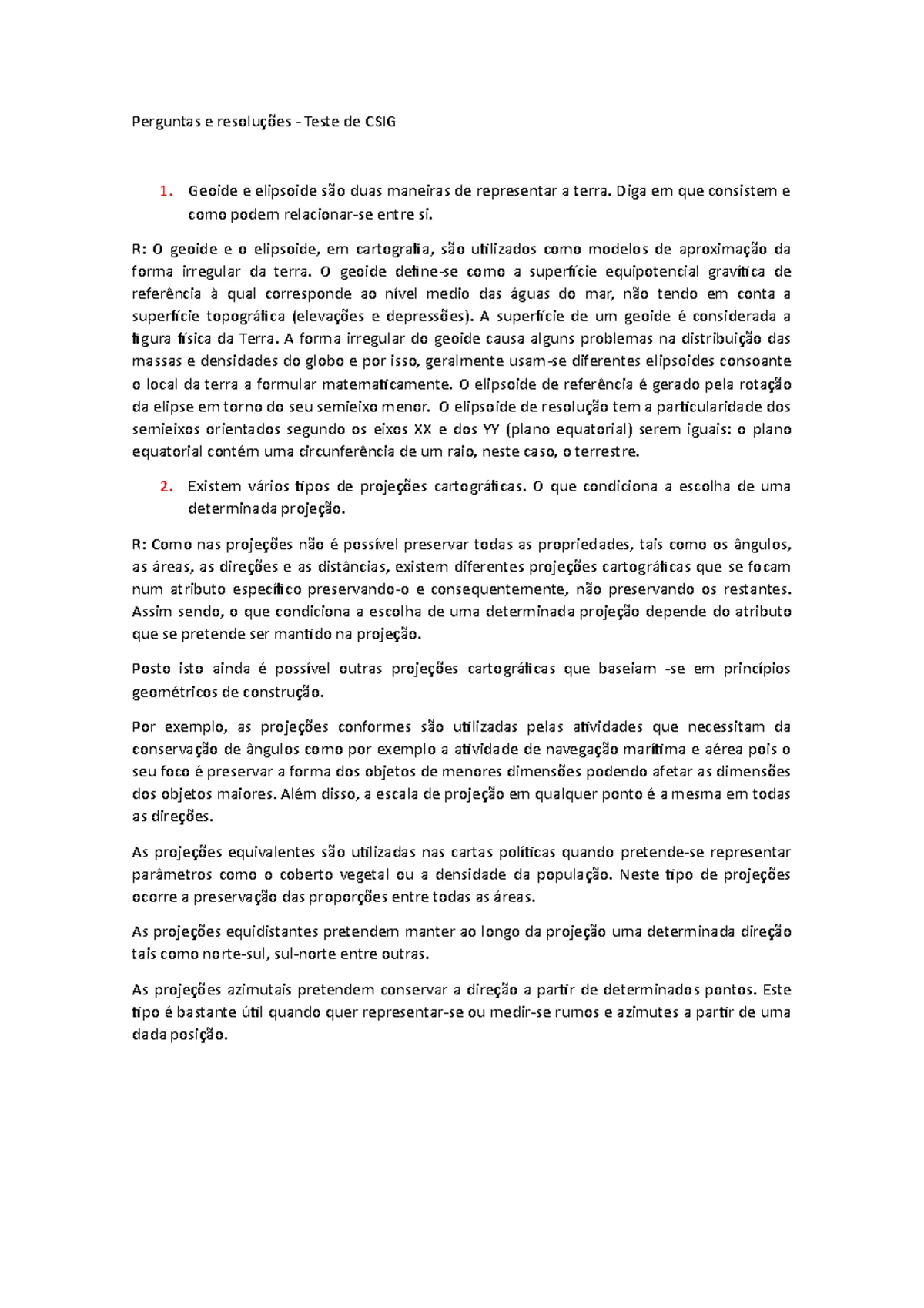 Exame Teórico de Cartografia - CSIG 42287 (Exemplo) - Studocu