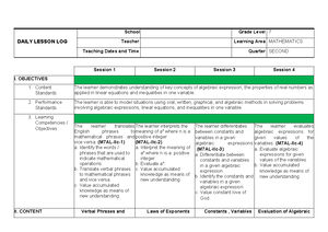 Q2 LE Mathematics 4 Lesson 6 Week 6 - IMPLEMENTATION OF THE MATATAG K TO 10 CURRICULUM 4 Lesson ...