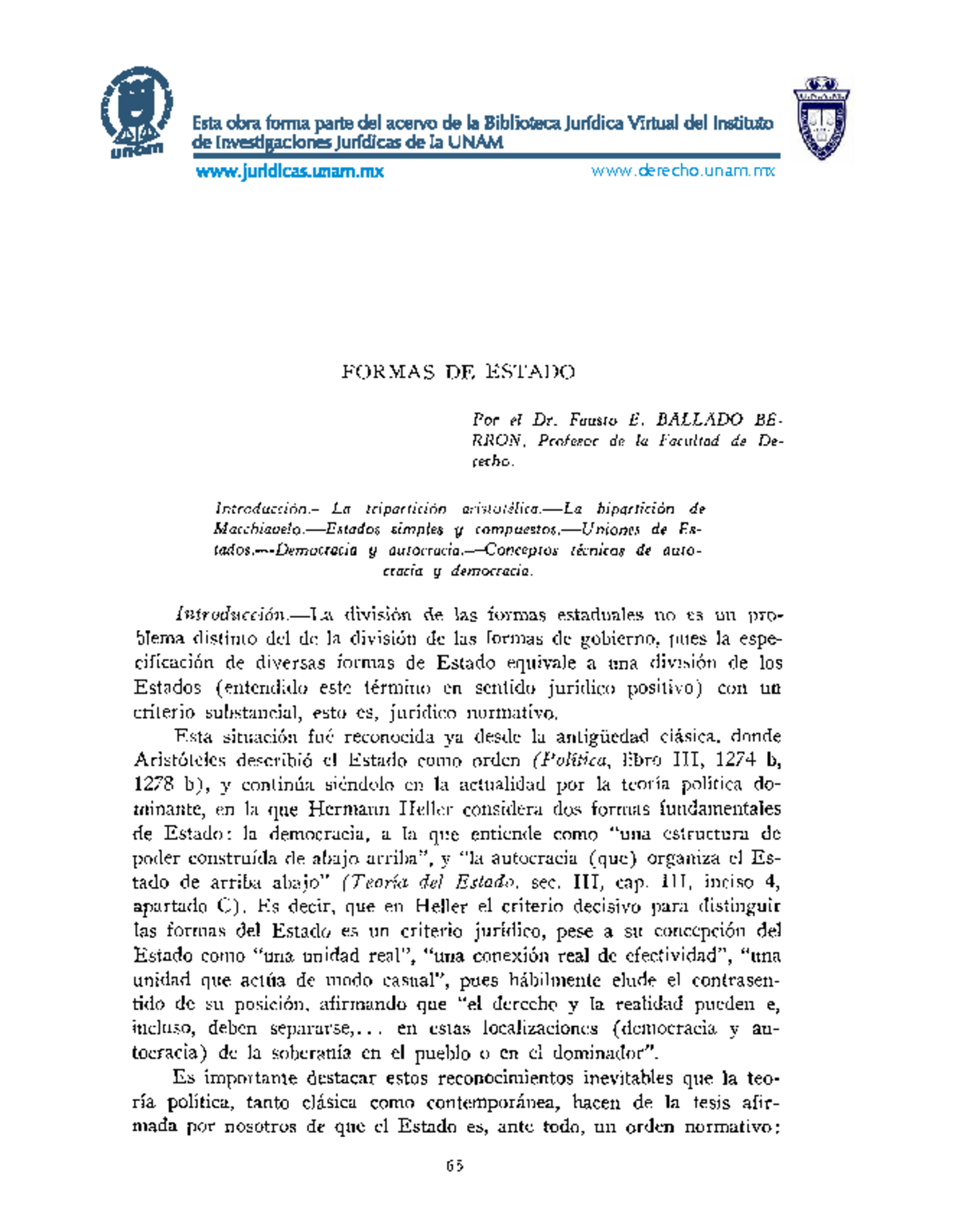 Semana 2 Formas de Estado de Fausto Ballado - FORMAS DE ESTADO Por el ...