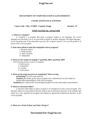 Compiler design - UNIT V - CODE OPTIMIZATION AND CODE GENERATION INTRODUCTION The code produced ...