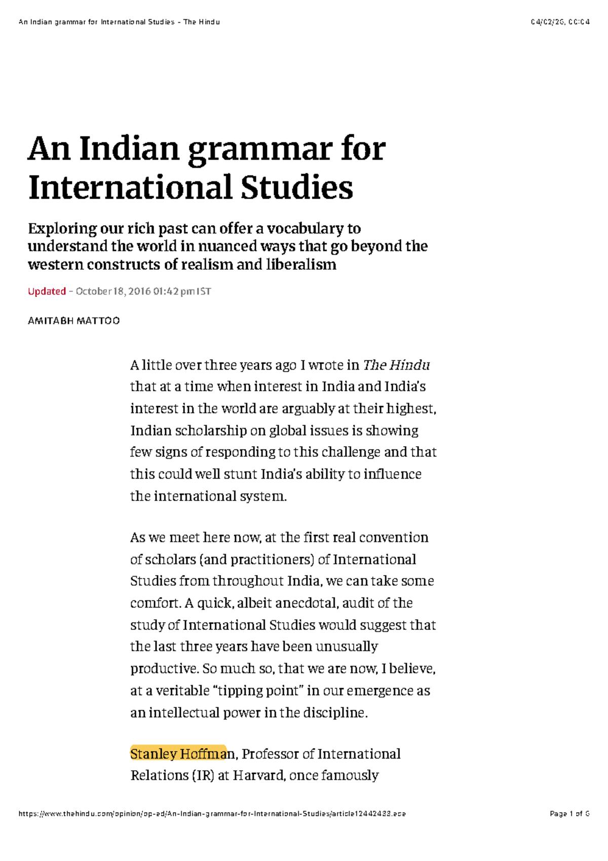 An Indian Grammar for International Studies: Insights and Reflections ...