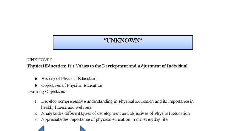 PE 101: Lecture Notes on the History and Importance of Physical ...