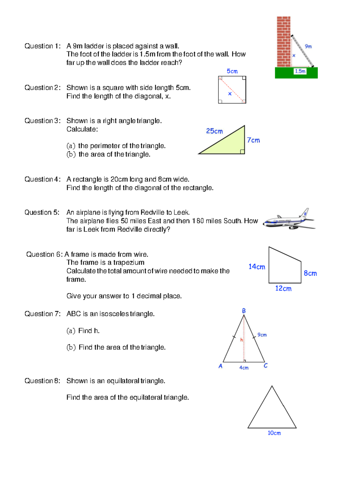 Lesson 4: Pythagorean Theorem Problems and Solutions - Studocu
