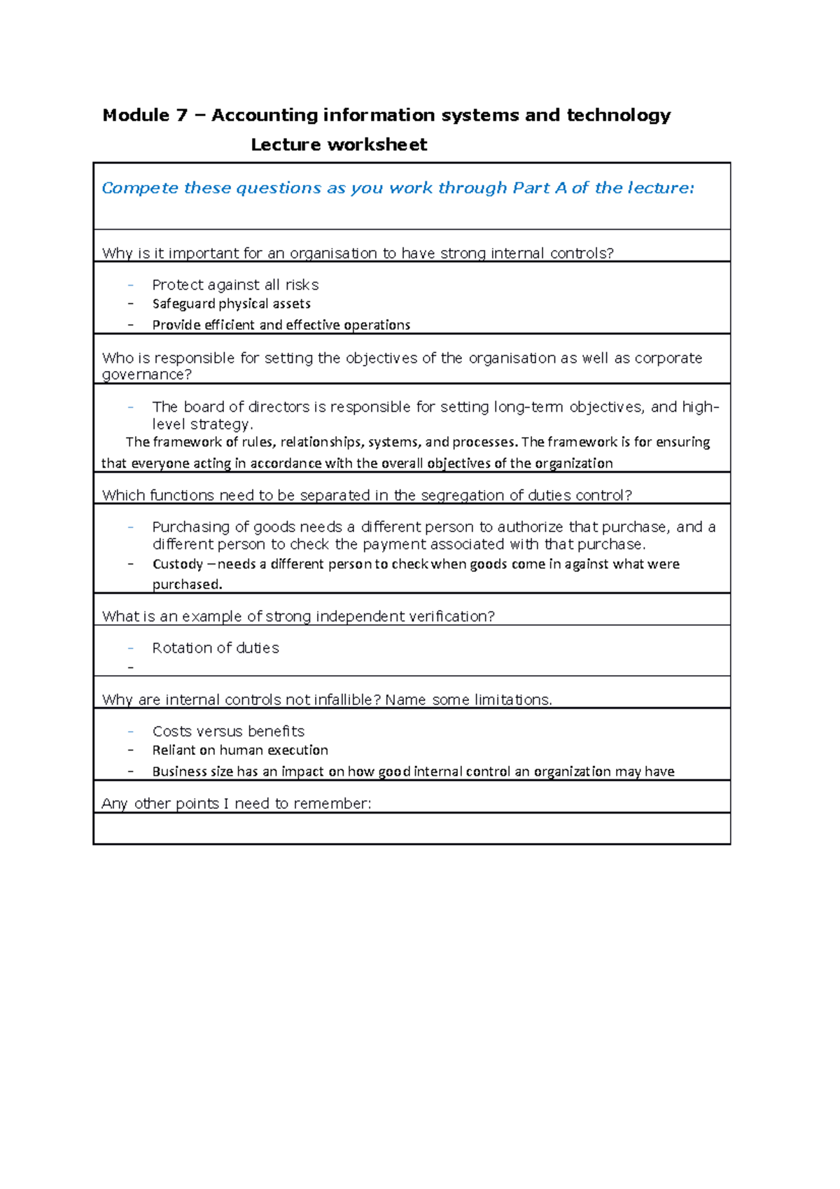 Module 7 Lecture worksheet s2 2023 - Module 7 – Accounting information ...
