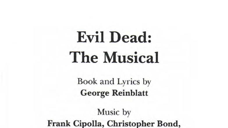 Evil Dead: The Musical Script - Book & Lyrics Analysis - Studocu
