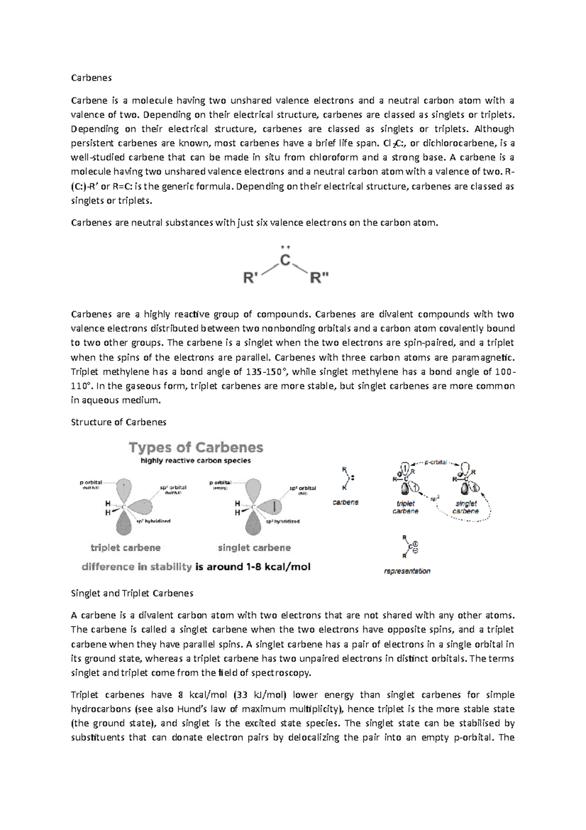 Carbenes: Structure, Generation, and Reactions - MSc Chemistry Sem 1 ...