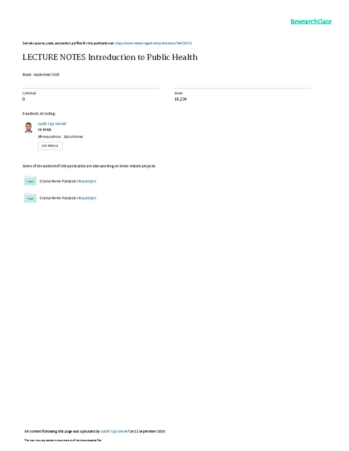 Lecture Notes: Introduction to Public Health - Health Science Course ...