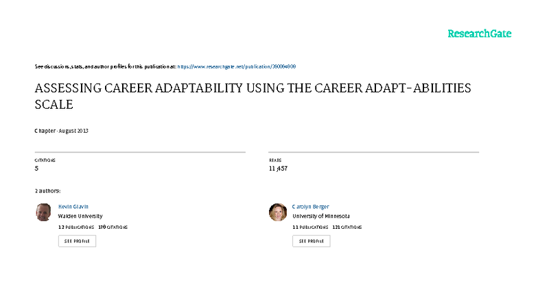 Assessingcareeradaptabilityusingthe Career Adapt-Abilities Scale - See ...