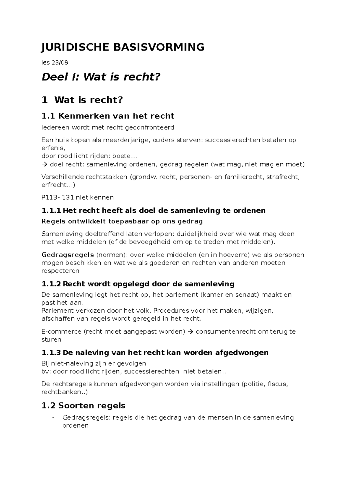 JURIDISCHE BASISVORMING les Deel I: Inleiding tot het Recht en ...