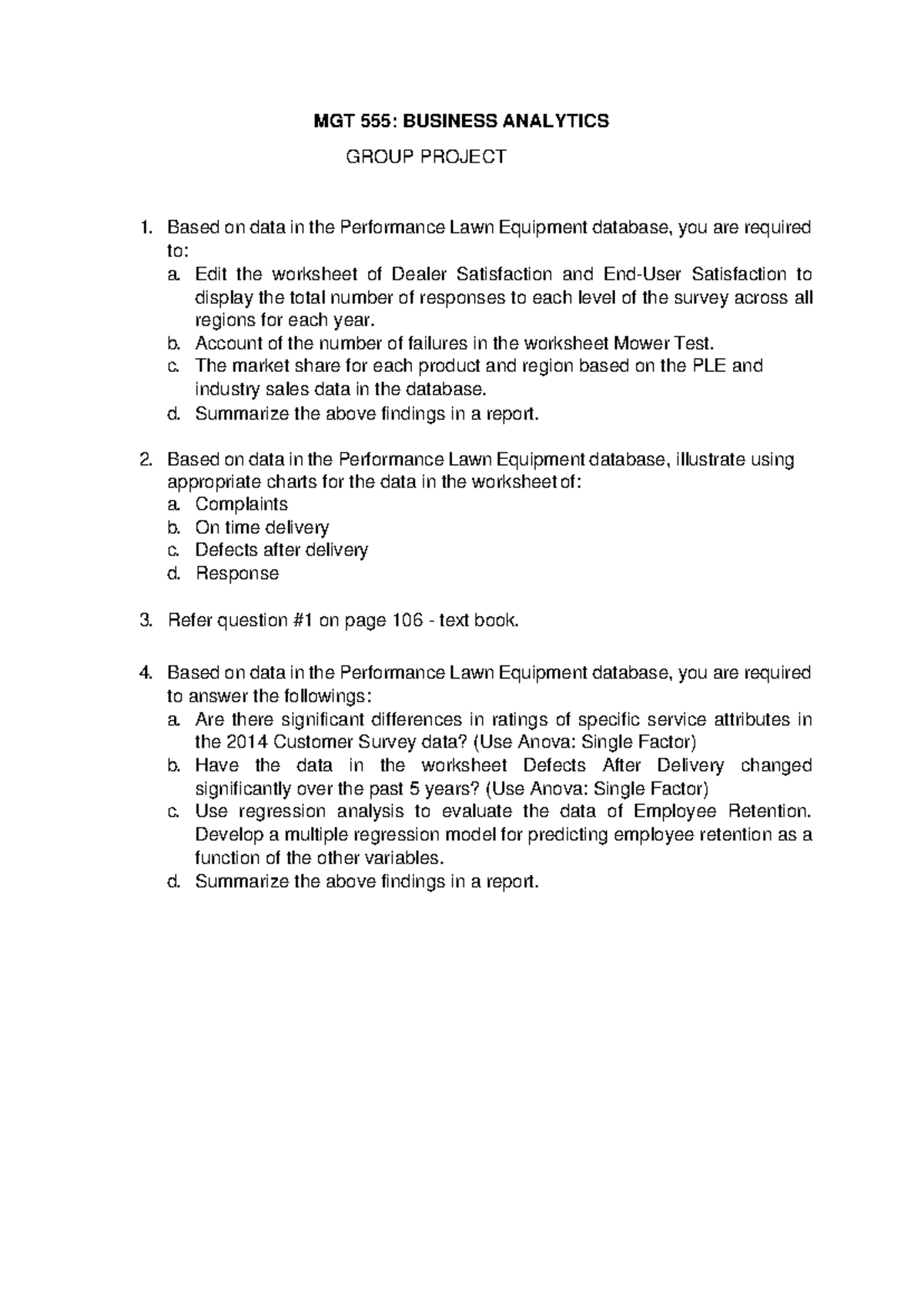 Group project mgt555-1 - MGT 555: BUSINESS ANALYTICS GROUP PROJECT ...