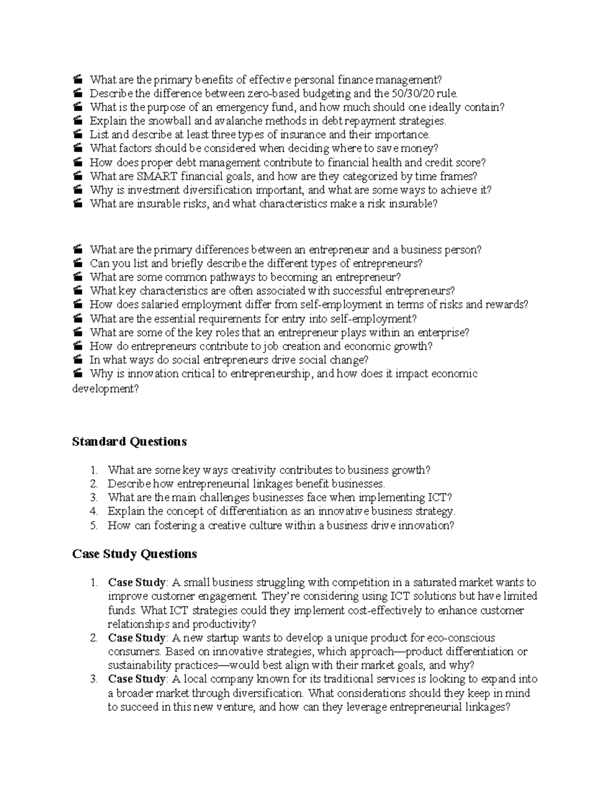 Question bank - What are the primary benefits of effective personal ...