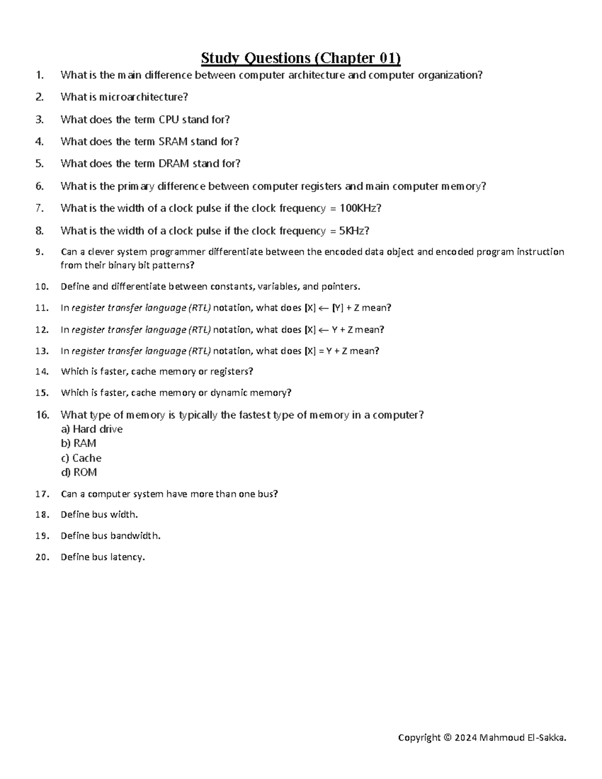 Study Questions (CSE101) - Chapter 01 Overview - Studocu