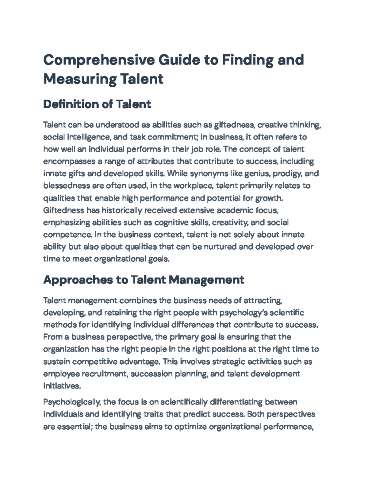 Comprehensive Guide to Talent Measurement and Assessment Strategies ...