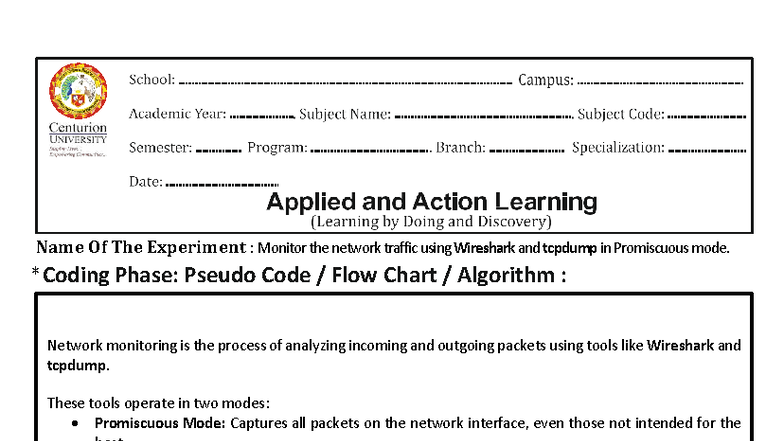 Info Security EXP-2: Network Traffic Monitoring with Wireshark ...