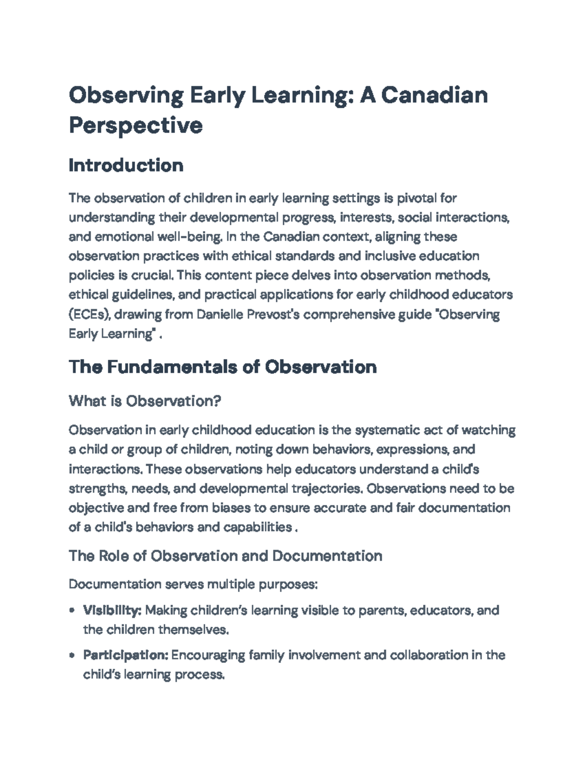 Observing Early Learning: Ethical Practices & Methods for ECEs ...