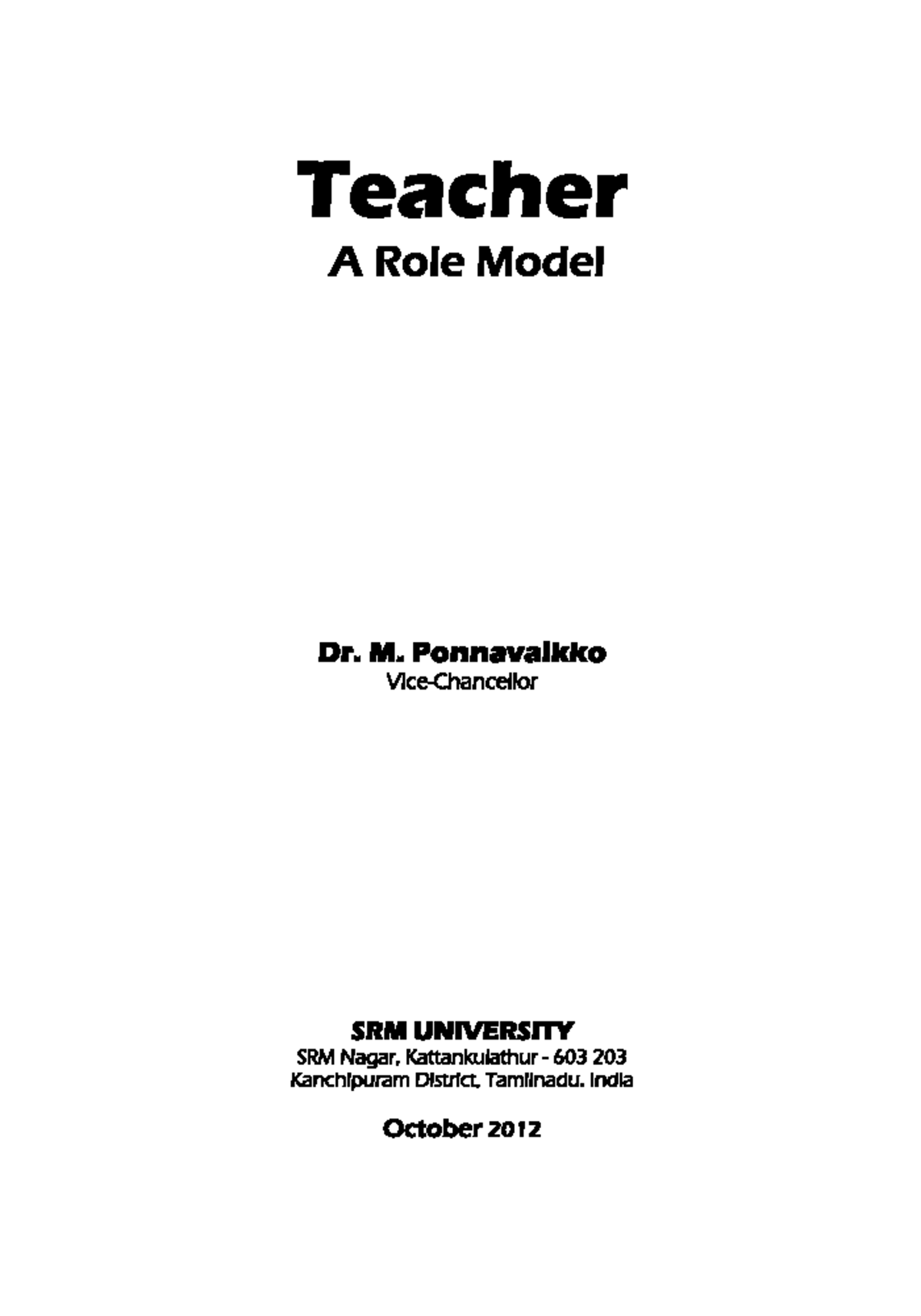 Teacher as a Role Model - Study Notes - Studocu