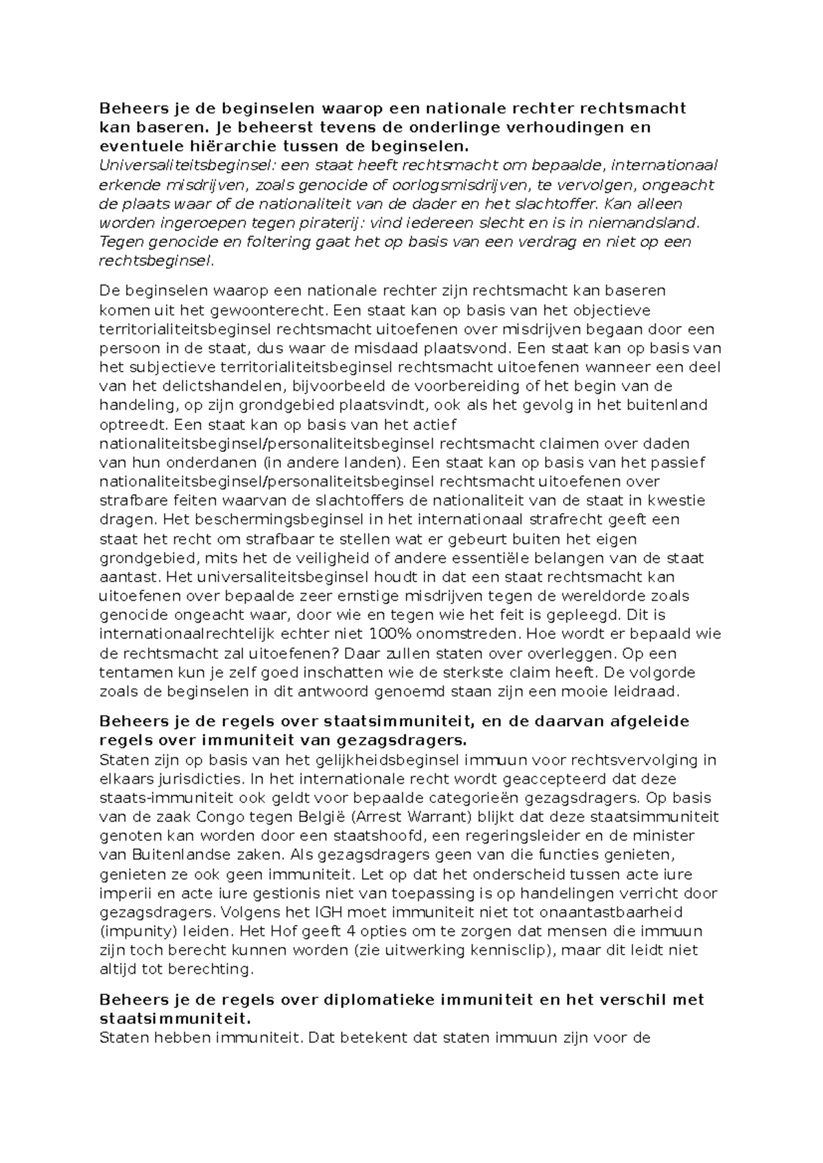 Beheersing van Rechtsmacht en Immuniteit in Internationaal Recht (JUR ...
