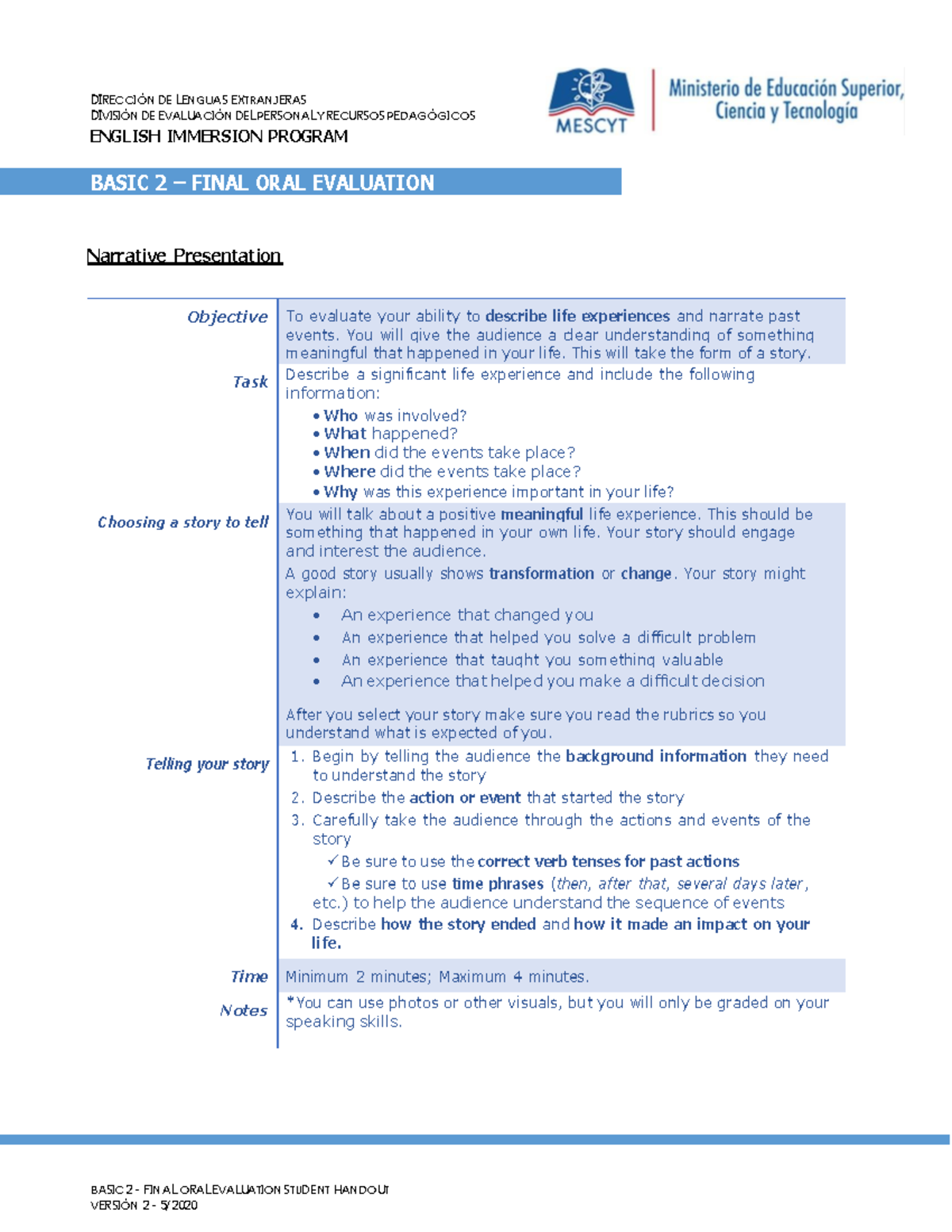 BASIC 2 - Final Oral Evaluation: Student Presentation Guidelines - Studocu