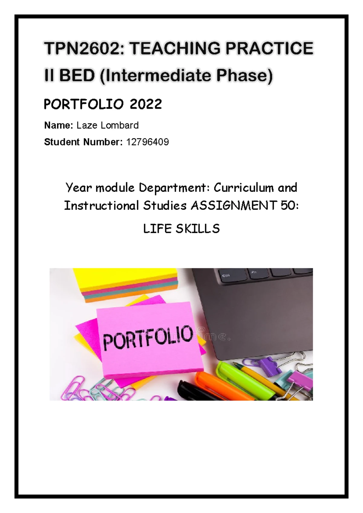 TPF2601 Assessment 50 Portfolio 2023 - TPN 2601 - Studocu