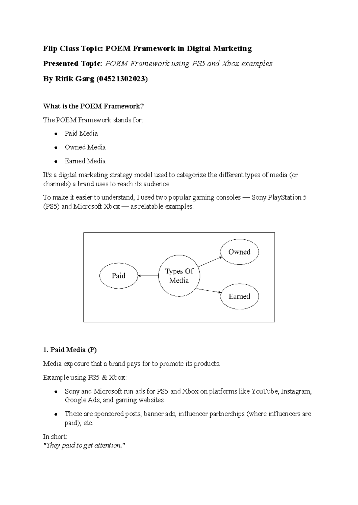 POEM Framework in Digital Marketing: PS5 vs Xbox Examples - Studocu