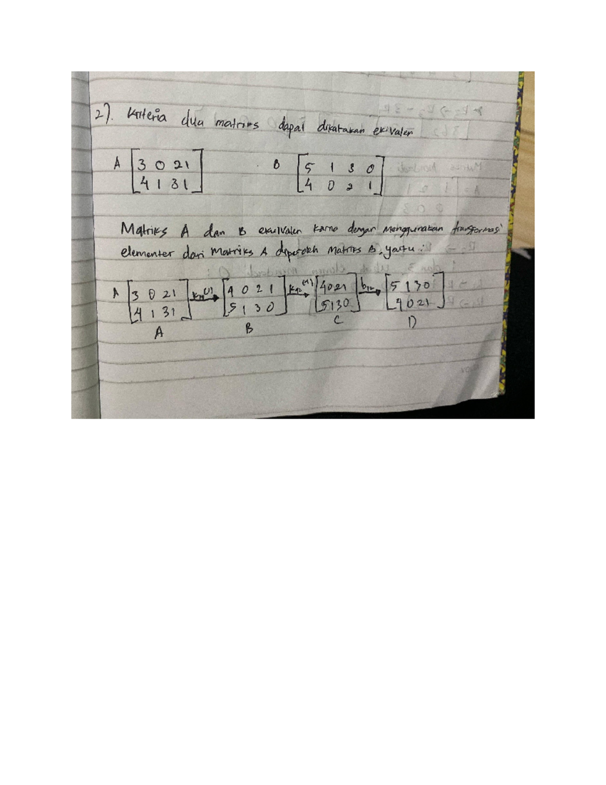 Diskusi 3: Transformasi Elementer Matriks A dan B - ALJ 3021 - Studocu