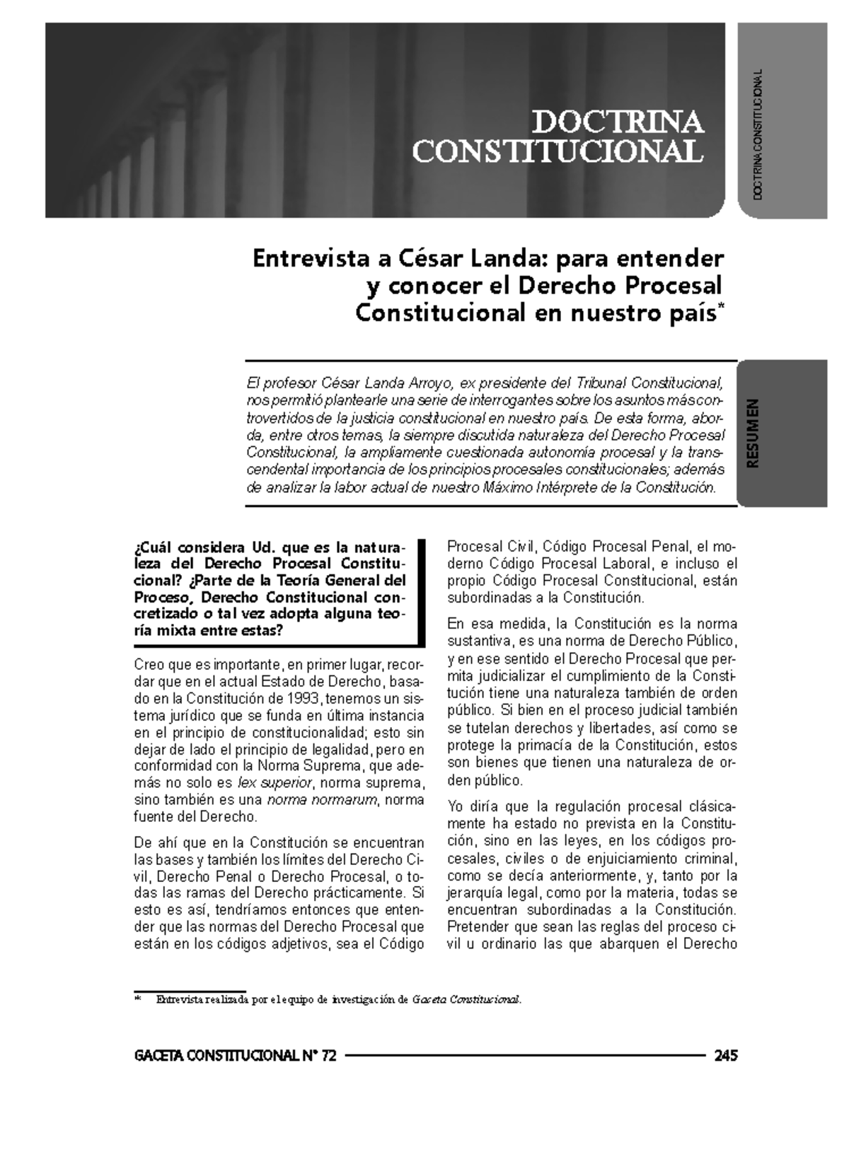 Entrevista a César Landa: Comprendiendo el Derecho Procesal ...