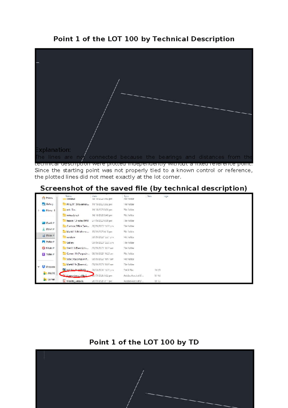 Point 1 of LOT 100: Technical Description & Coordinate Alignment - Studocu