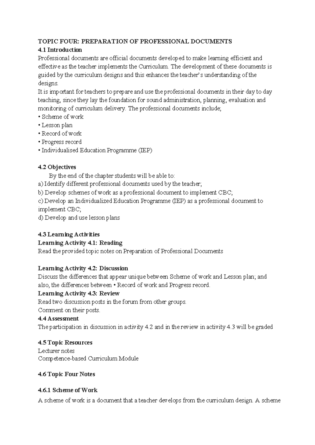 Preparation of Professional Documents: Topic 4 Notes for Educators ...