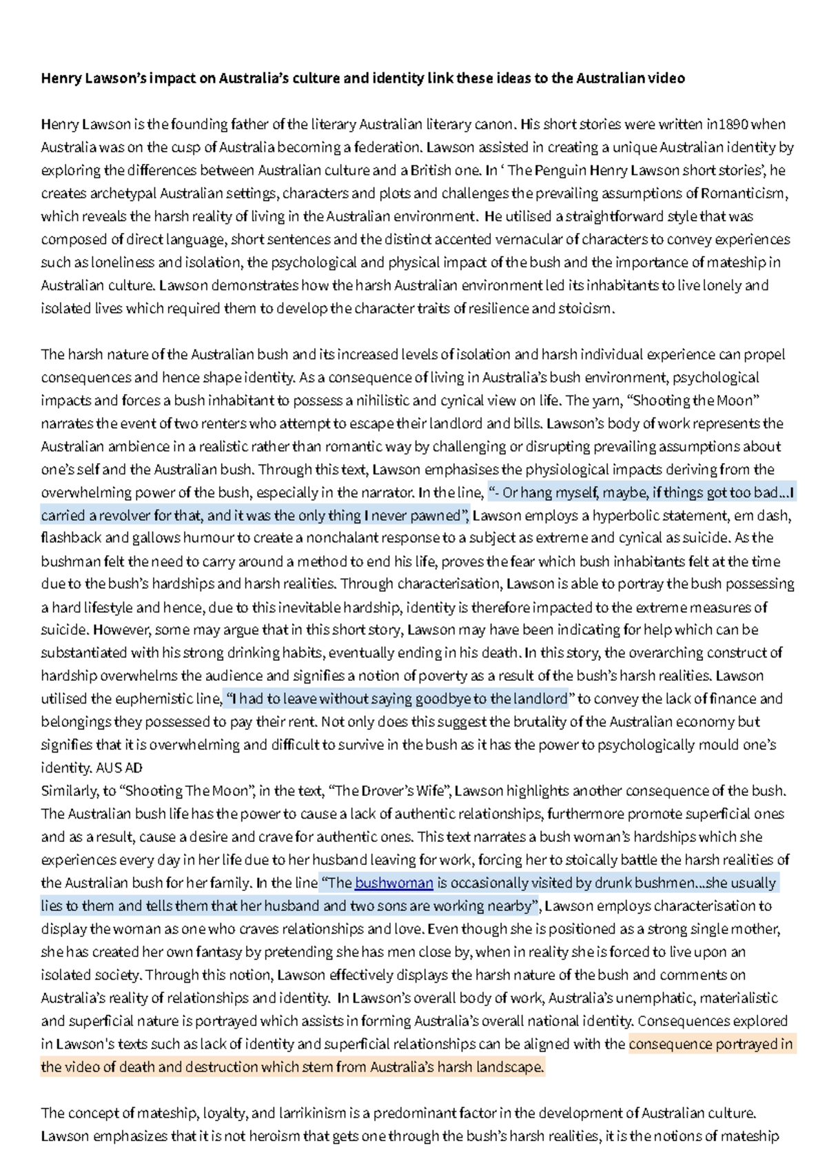 Henry Lawson: Exploring Identity in Australian Literature (ENG 101 ...