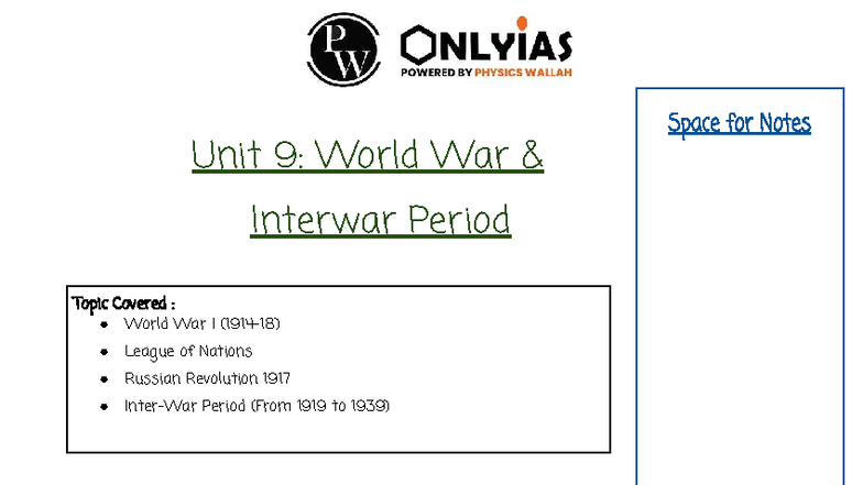 Compilation Notes (Unit 09 World War and Interwar Period) PDF Only ...