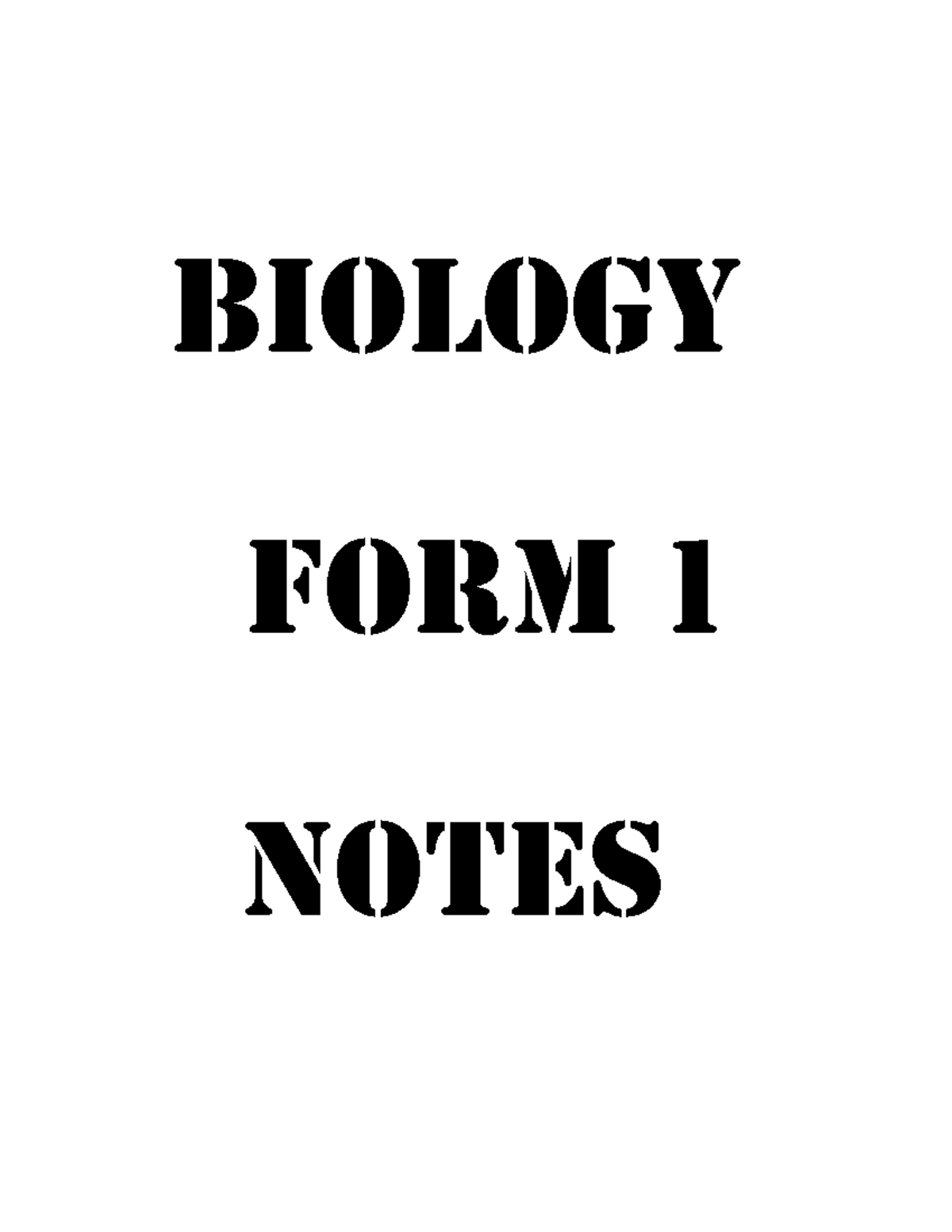Biology Form 1 Notes: Key Concepts and Definitions - Studocu