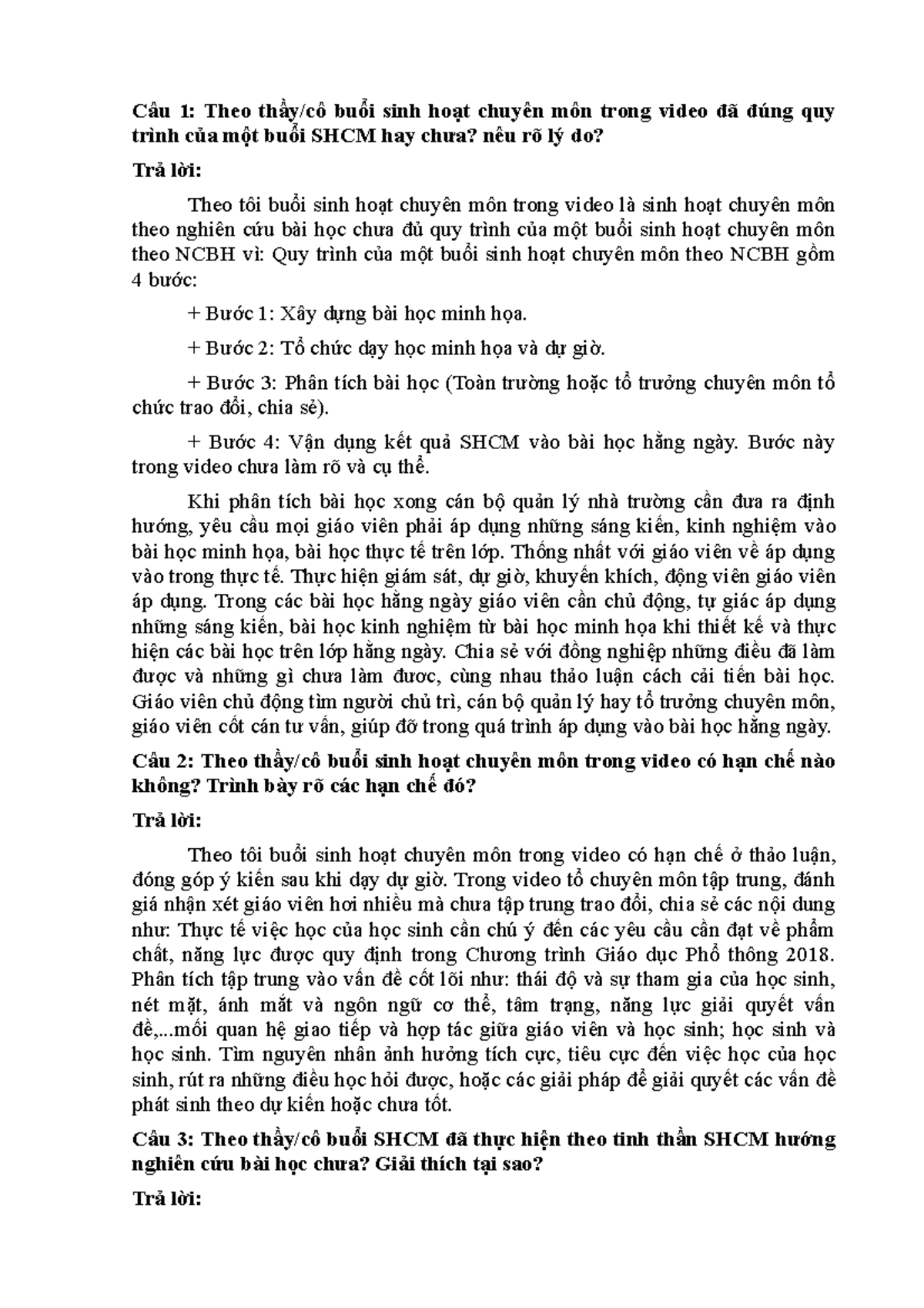 THAM KHAO CAU TRA LOI 05 CAU TU LUAN CBQL - PHAN TICH SHCM 2020 - Studocu