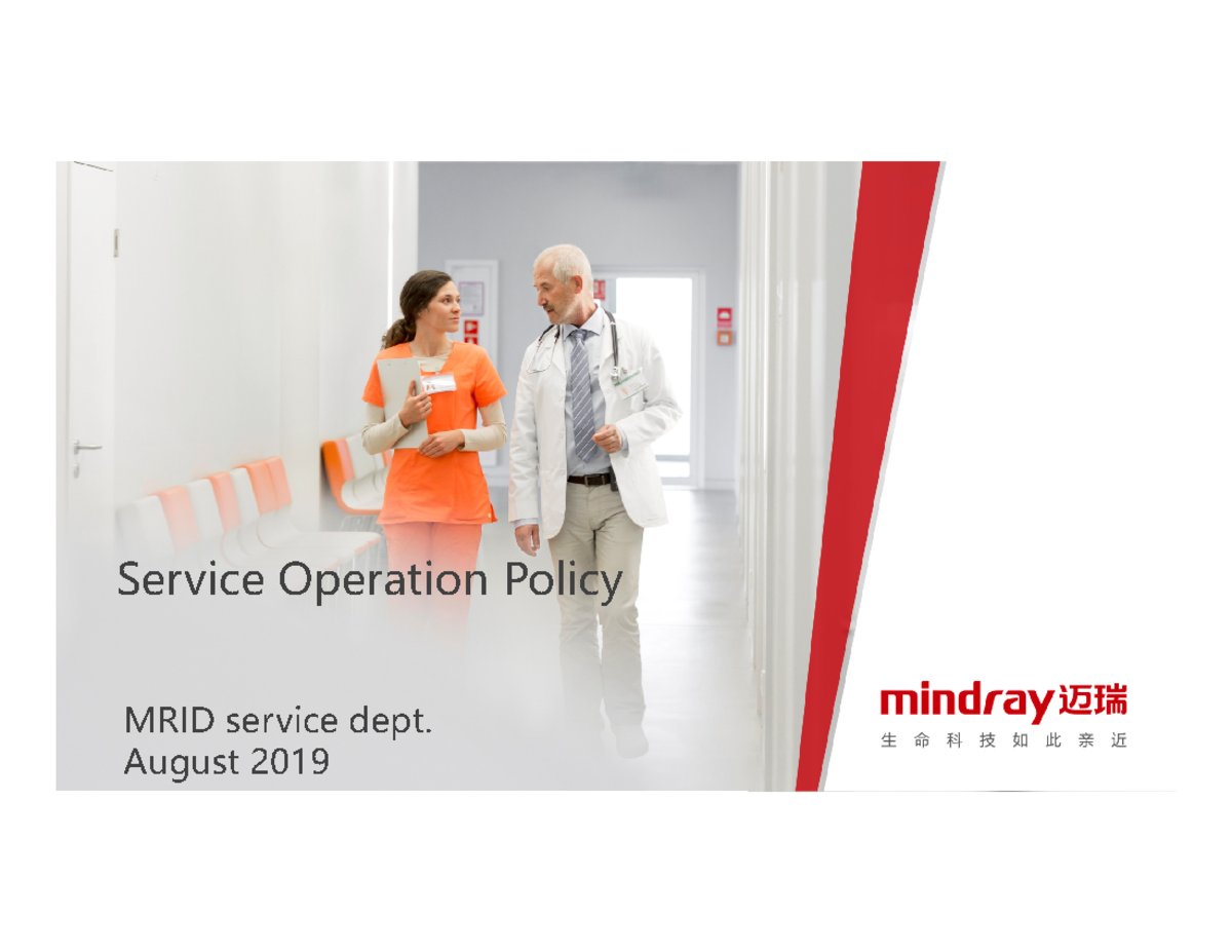 Service Operation Policy MRID Dept. - Spare Parts Process Overview ...