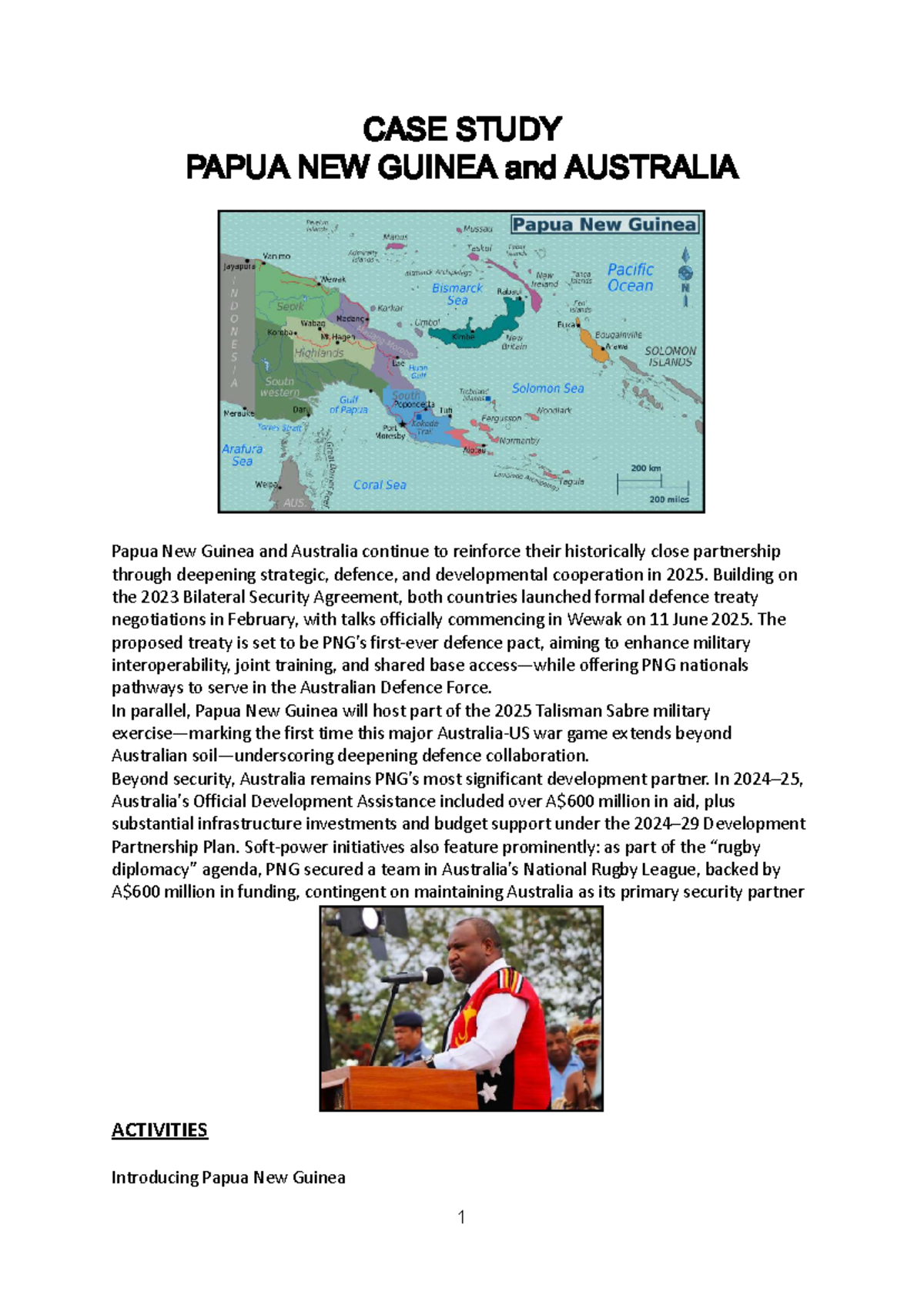 CASE STUDY: PAPUA NEW GUINEA & AUSTRALIA BILATERAL RELATIONS 2025 - Studocu