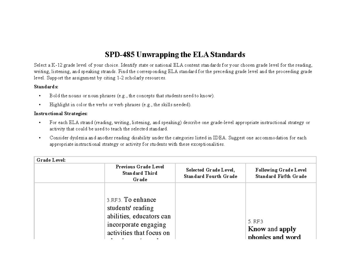 SPD-485 RS T1 SPD 485 Unwrapping the ELA Standards - SPD-485 Unwrapping the ELA Standards Select ...