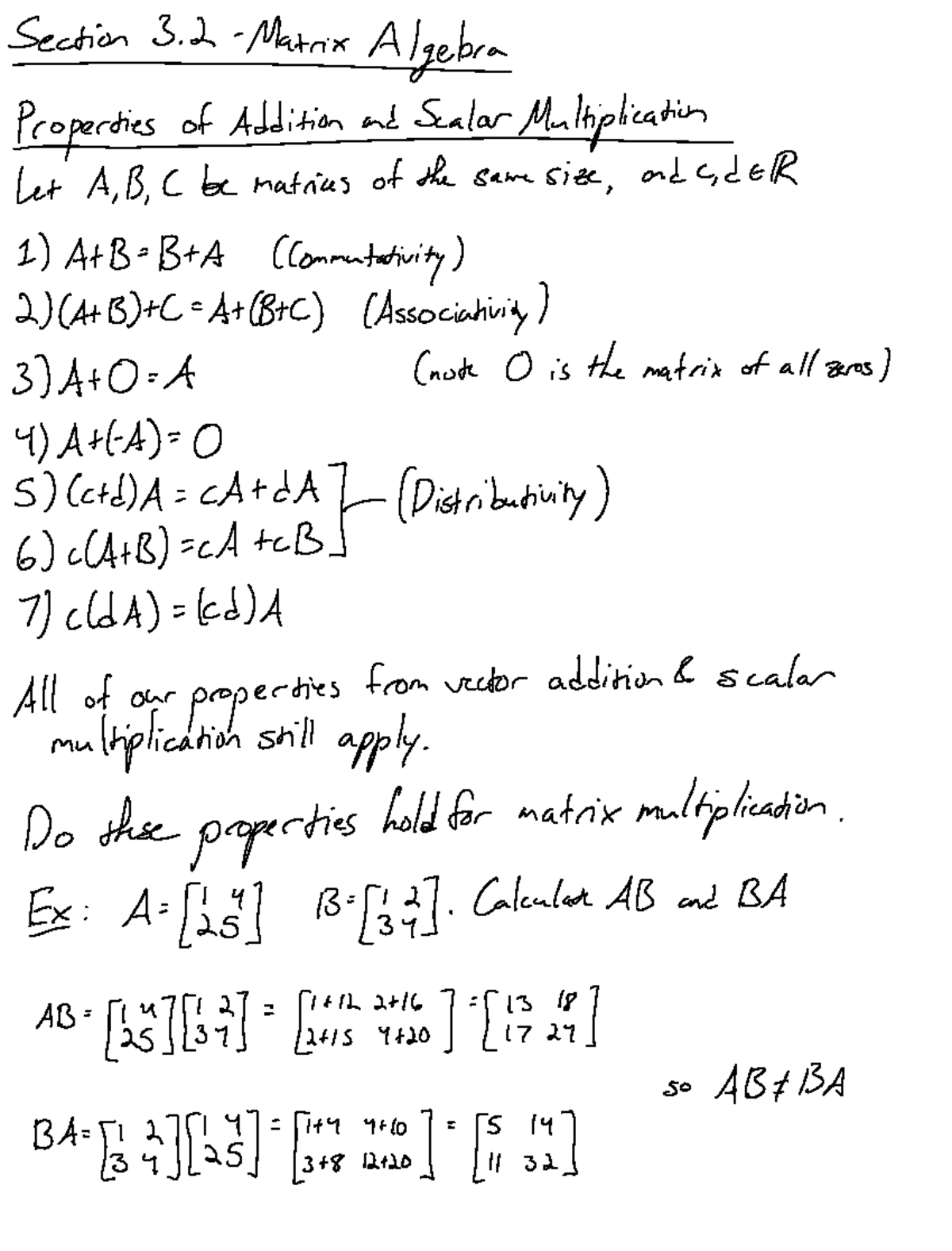Matrix Properties: Commutativity, Associativity, & Distributivity ...