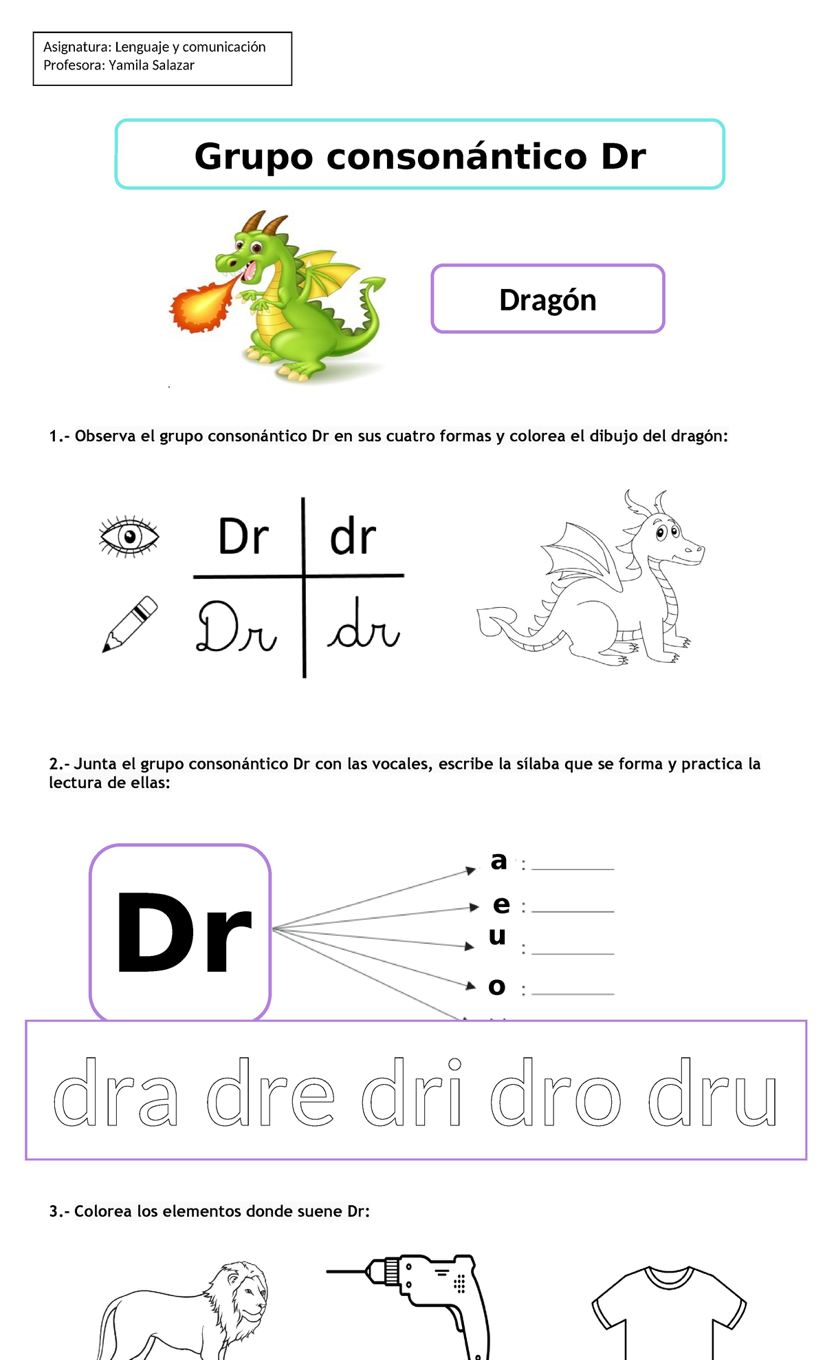 Guía de Lenguaje y Comunicación - Grupo Consonántico Dr - Studocu