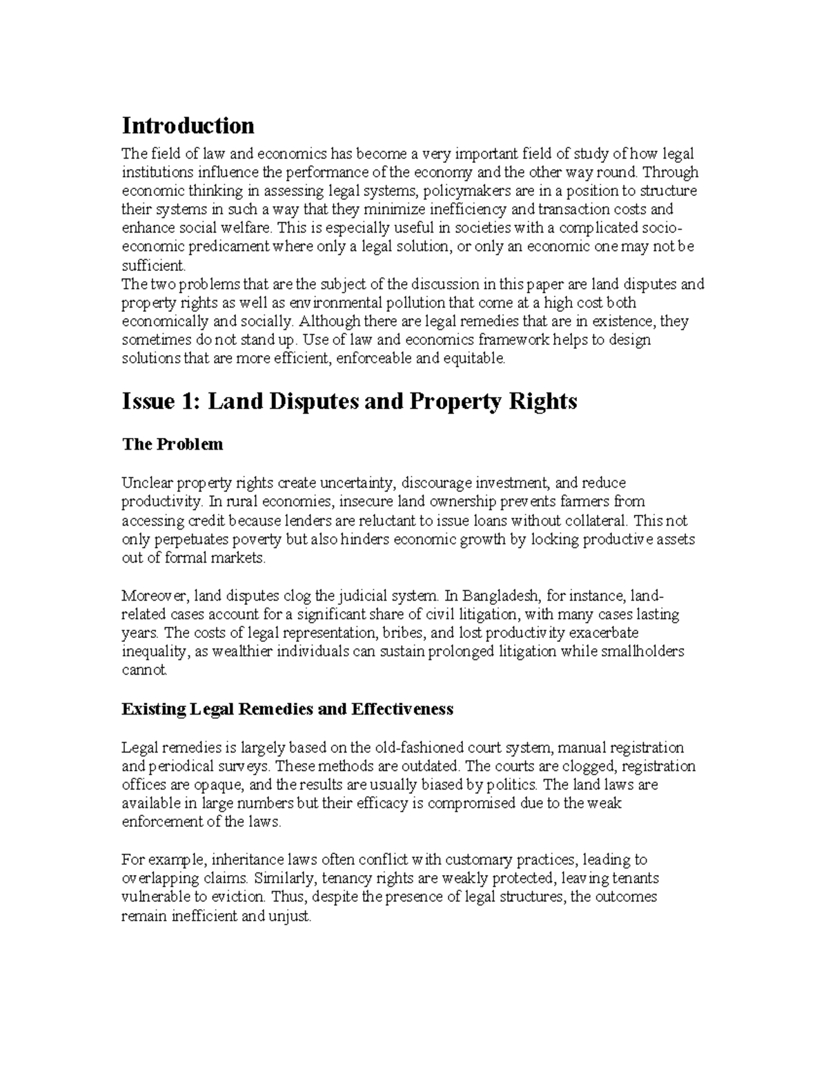 Eco 492 Term Paper: Law and Economics in Land Disputes & Pollution ...