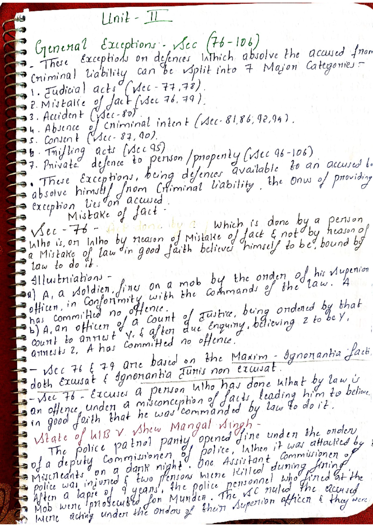 Unit II General Exceptions: Key Defenses Against Criminal Liability ...