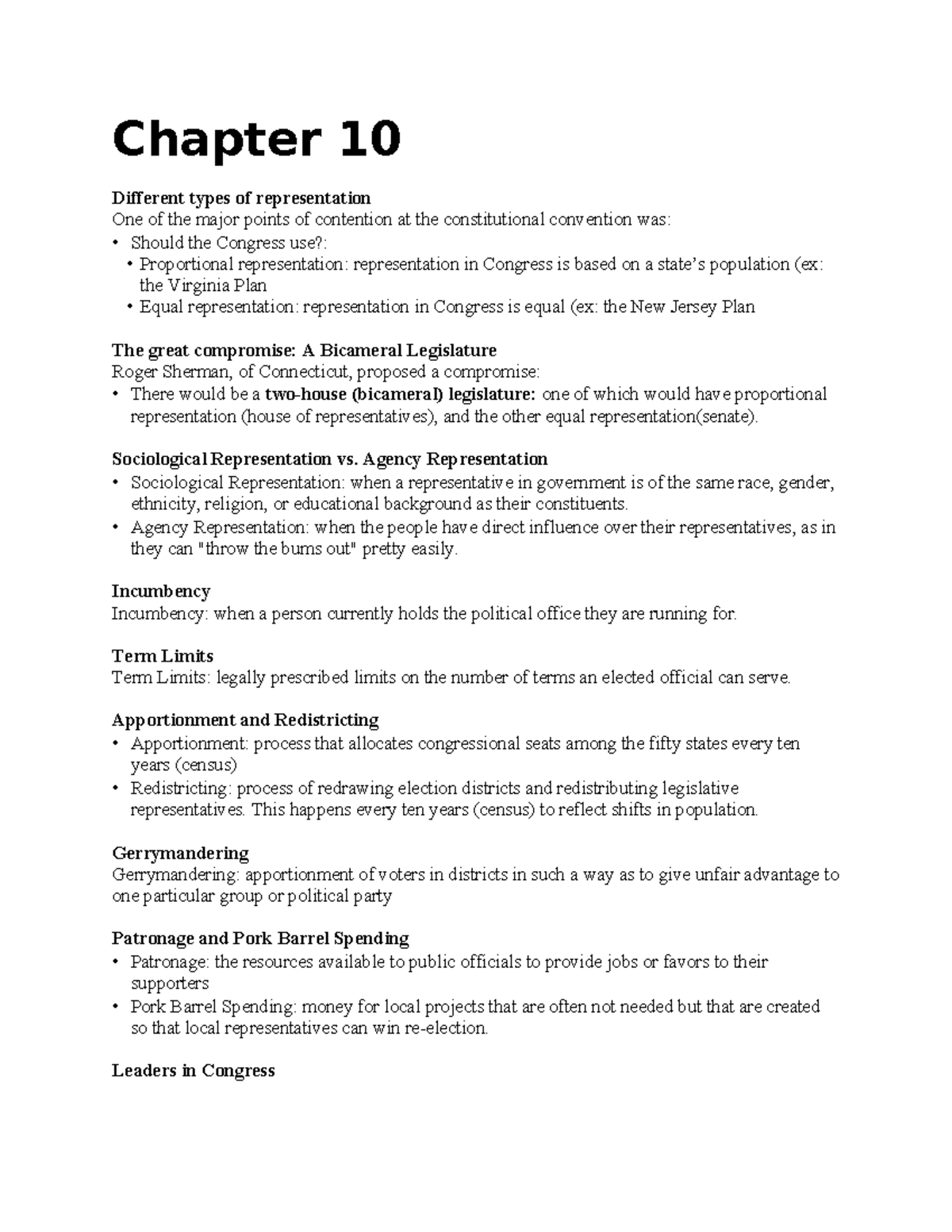 Different Types of Representation in Pol. Sci. Chapter 10 Overview ...