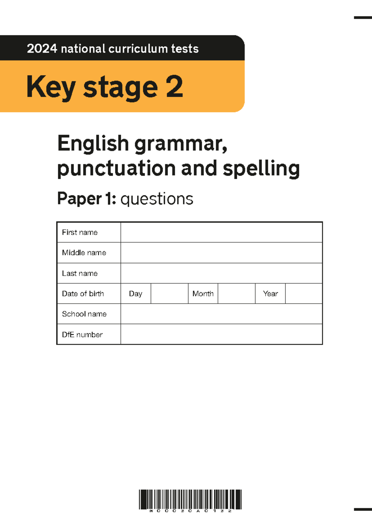 STA248814 KS2 English GPS Paper 1: Grammar, Punctuation & Spelling ...