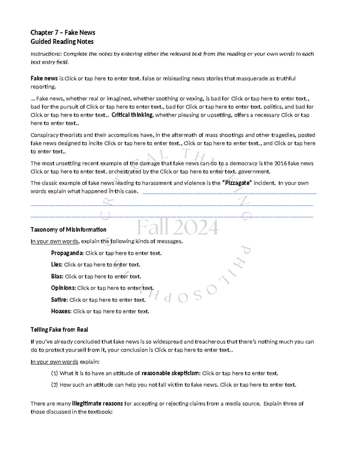 Chapter 7 Guided Reading Notes on Fake News and Misinformation - Studocu